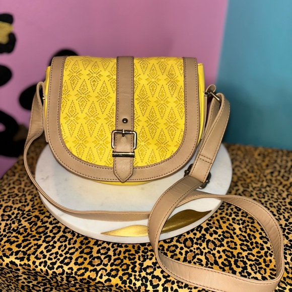 ciao | Bags | Yellow And Tan Crossbody Bag With Quilted Panel | Poshmark